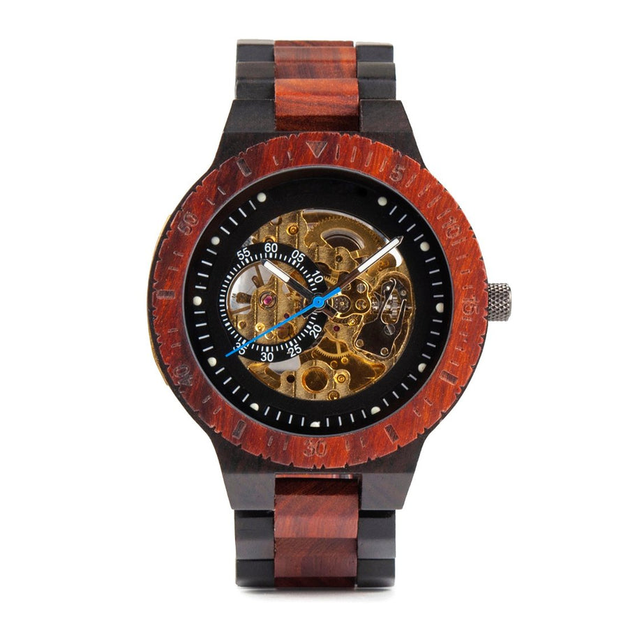 The Bichromal Mechanical Self-Wind Wood Watch Mahogany – El Galpon