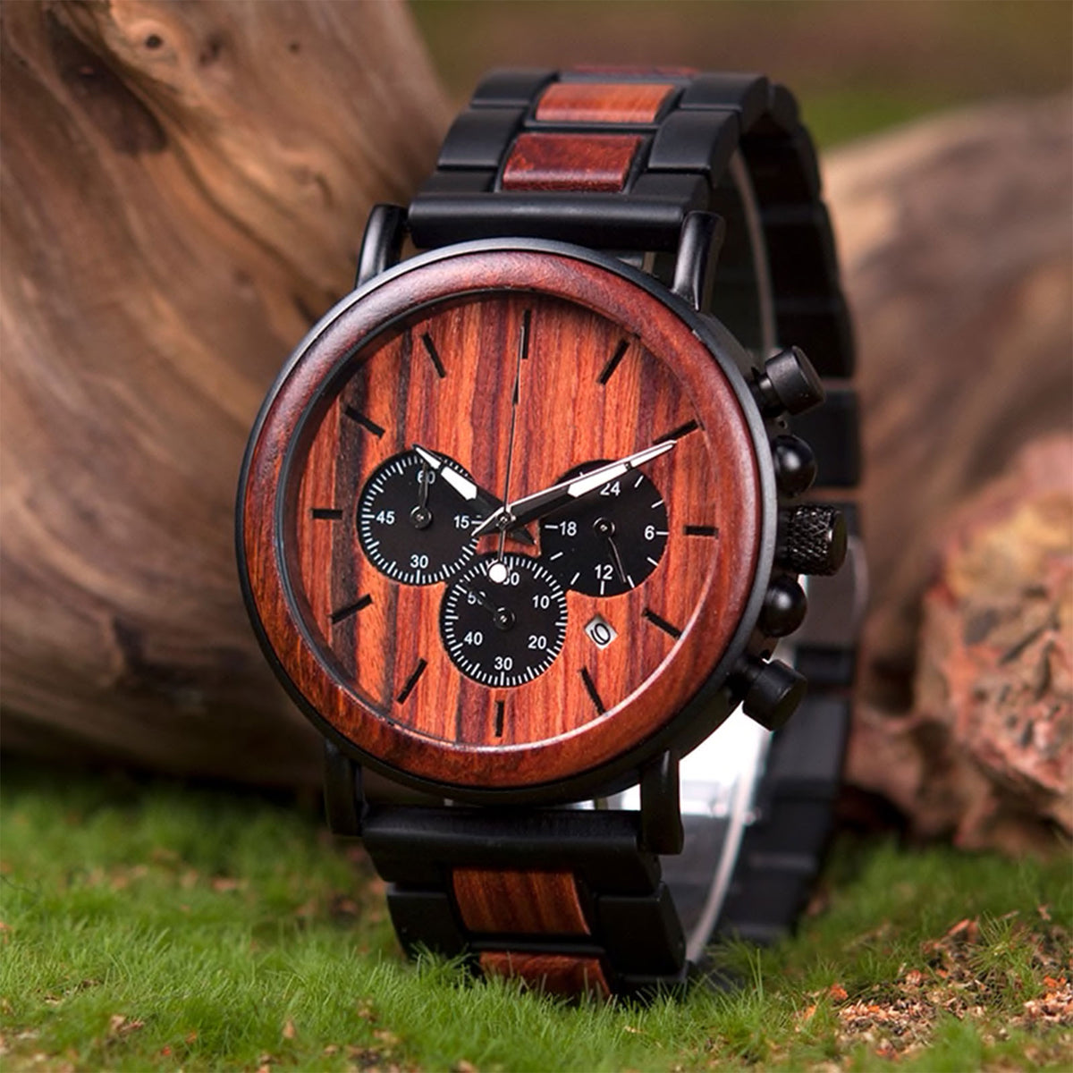 The Chronometer Dial Metal Men’s Wood Watch Mohogany - EL CRONOMETRO ...